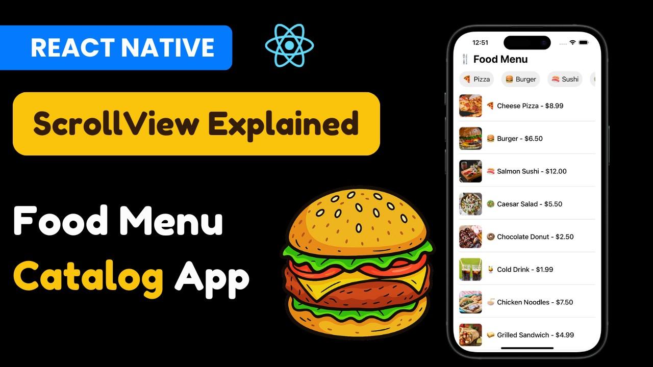 React Native ScrollView Tutorial with Food Menu App Example | PNT Blog